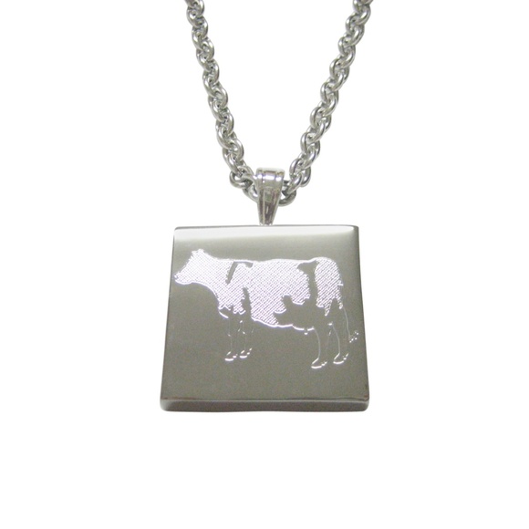 Kiola Designs | Jewelry | Silver Toned Etched Cow Pendant Necklace ...